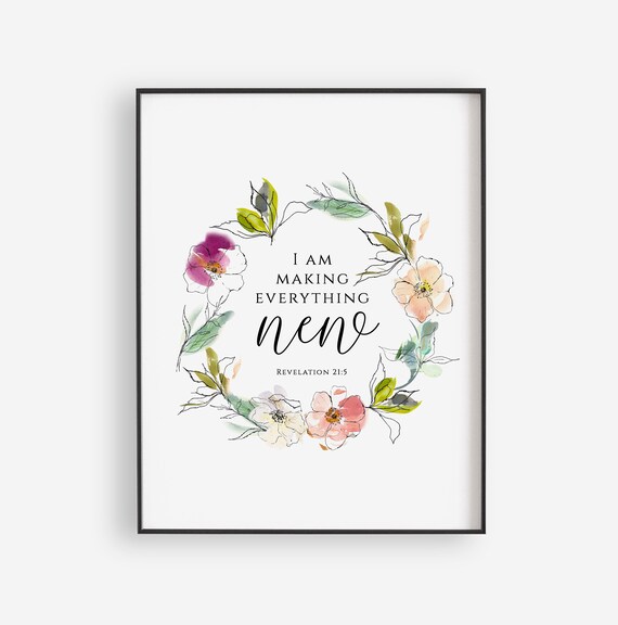 Revelation 21:5 Making Everything New Bible Verse Wall Art | Etsy