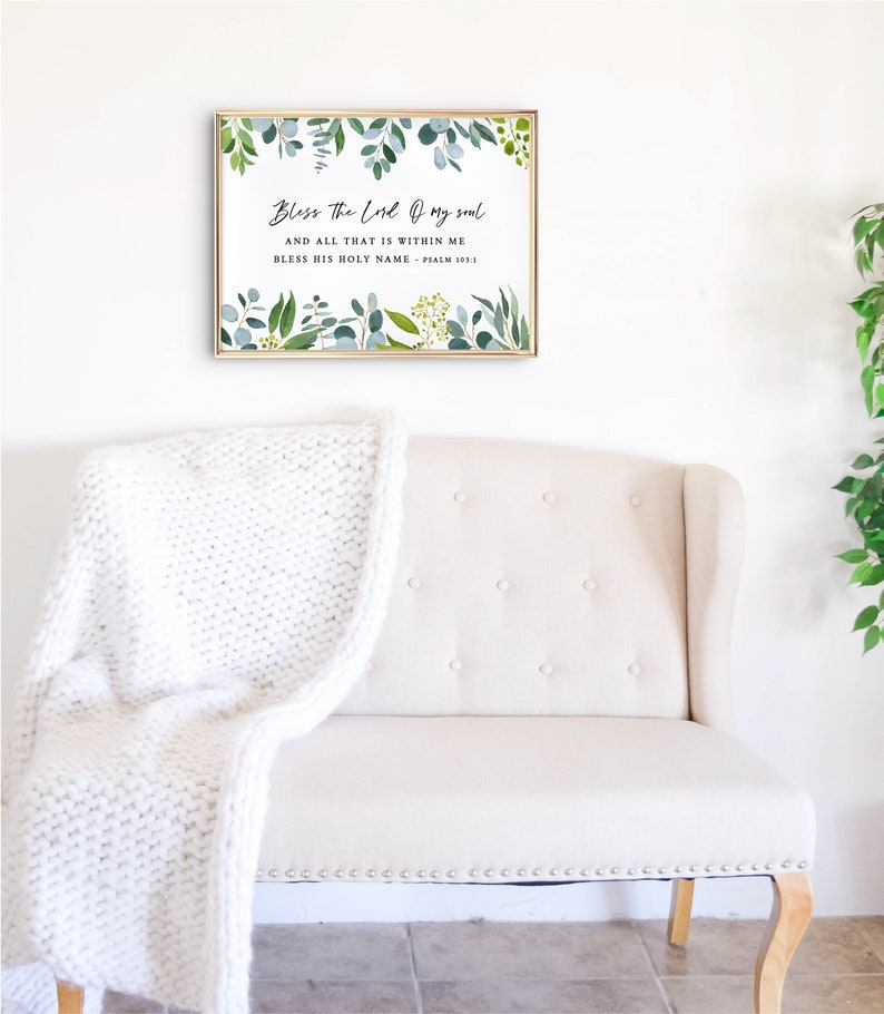 Psalm 103:1 Bless the Lord O My Soul Bible Verse Wall Art - Etsy