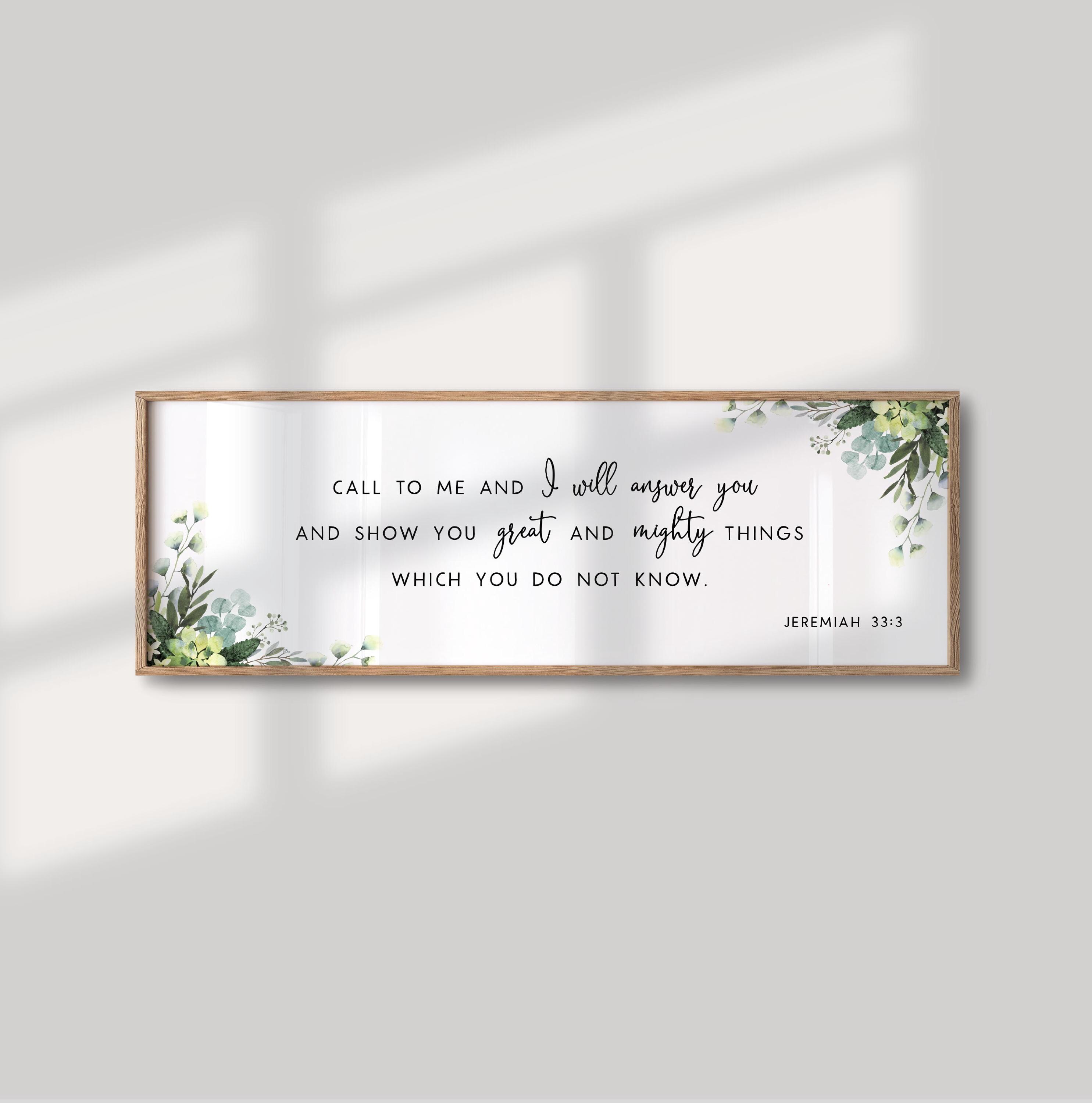 Jeremiah 33:3 Bible Verse Wall Art, Horizontal Scripture Banner, Call ...