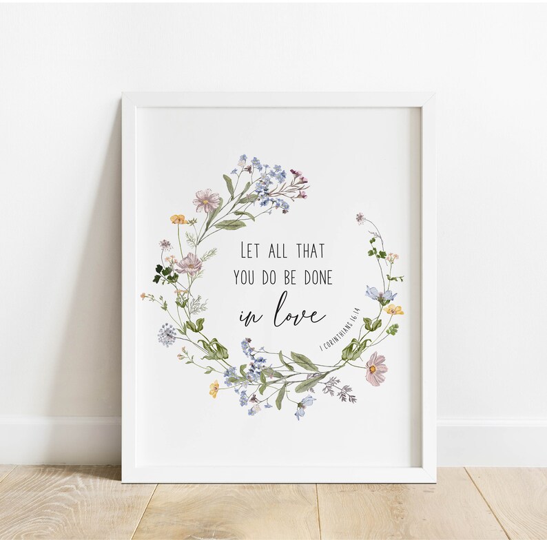 1 Corinthians 16:14 Bible Verse Wall Art Wreath Printable - Etsy