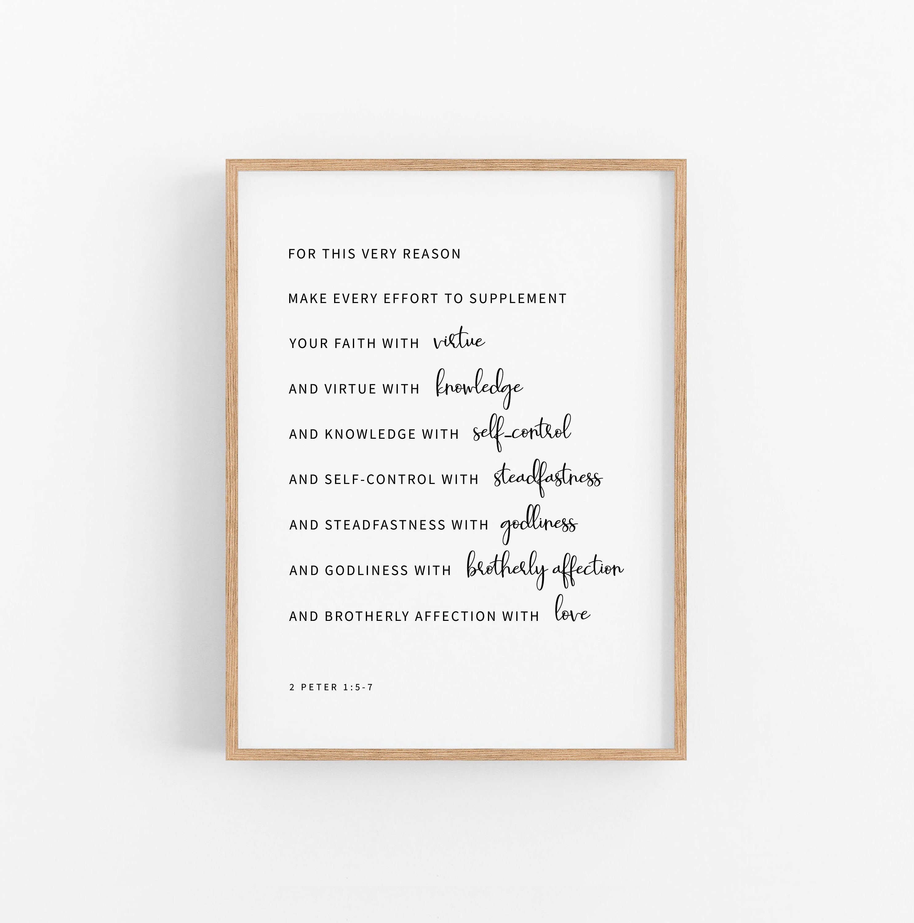 2 Peter 1:5-7 Bible Verse Wall Art Printable Wall Art - Etsy