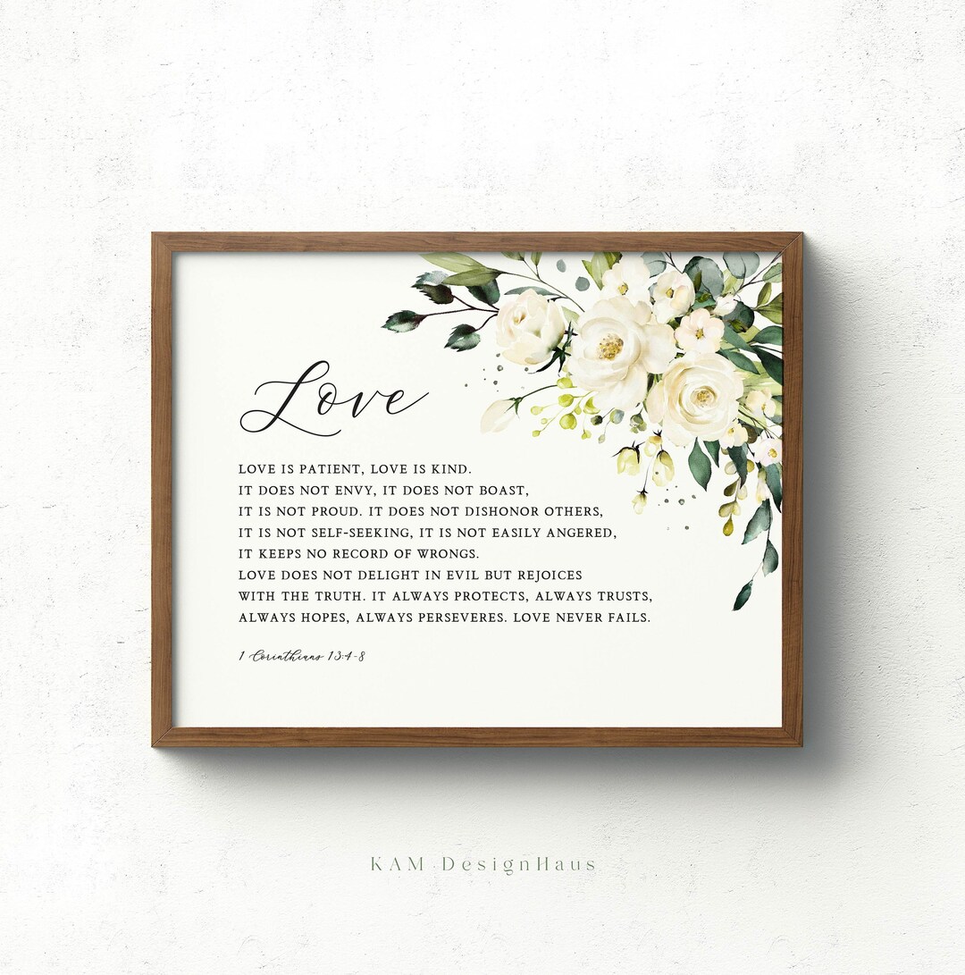 1 Corinthians 13 Love Bible Verse Printable Wall Art - Etsy