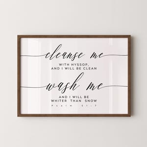 Psalm 51:7 Cleanse Me Wash Me Bible Verse Printable Wall Art, Bathroom ...