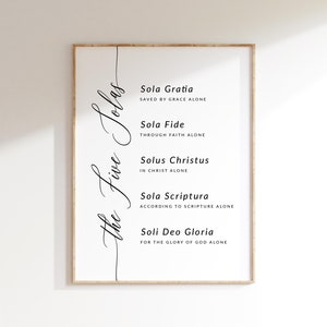 The Five Solas, Christian Wall Art, Printable Wall Art, Housewarming ...