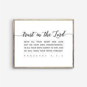 Proverbs 3:5-6 Trust in the Lord Bible Verse Printable Wall Art ...