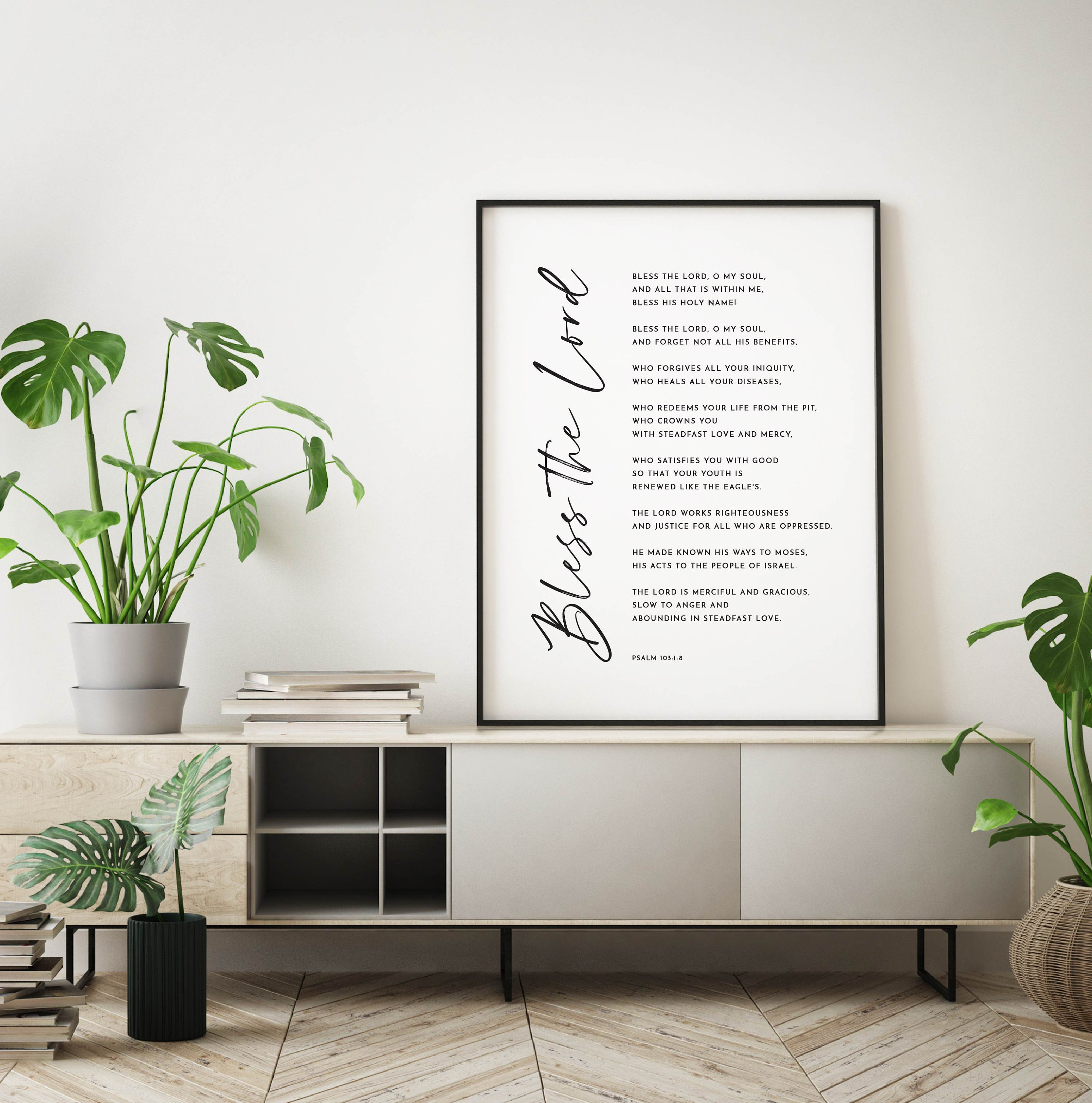 Psalm 103:1-8 Bless the Lord Scripture Printable Wall Art, Bible Verse ...