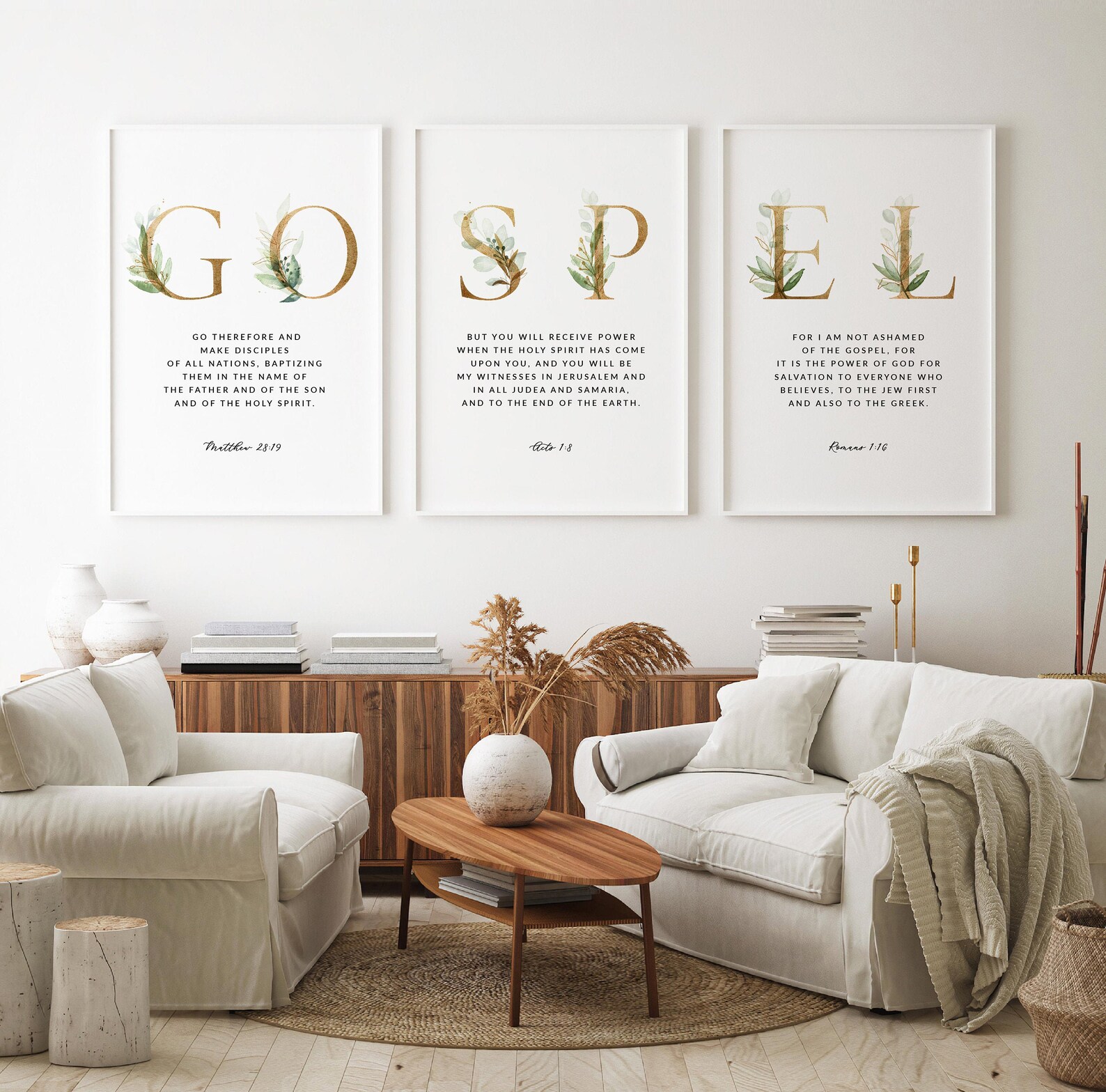 Matthew 28:19 Gospel Bible Verse Wall Art, Set of 3 Scripture Print ...