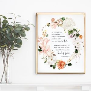 Ephesians 4:2-3 Be Completely Humble Bible Verse Wall Art, Printable ...