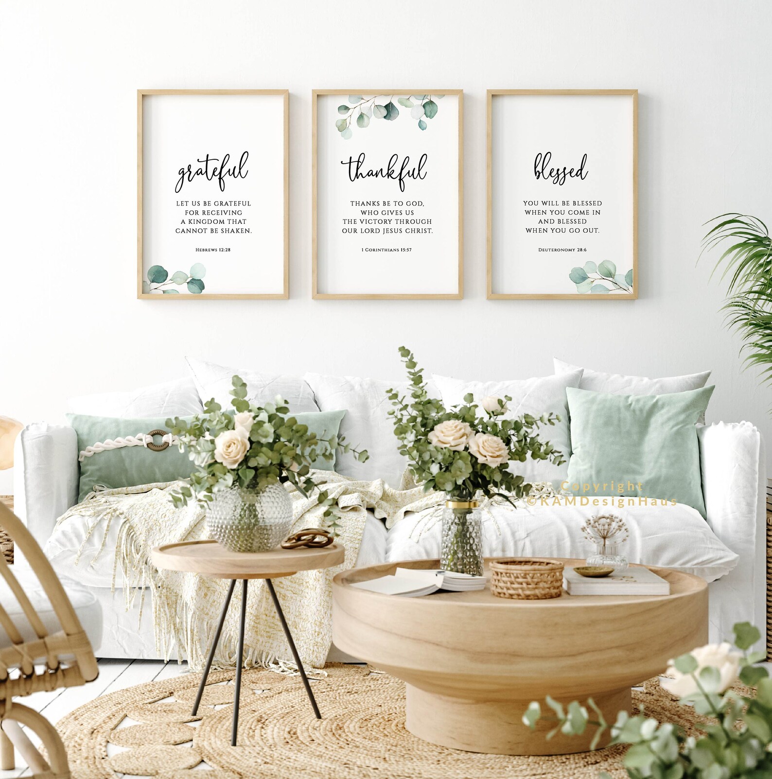 Grateful Thankful Blessed Bible Verse Wall Art Deuteronomy | Etsy