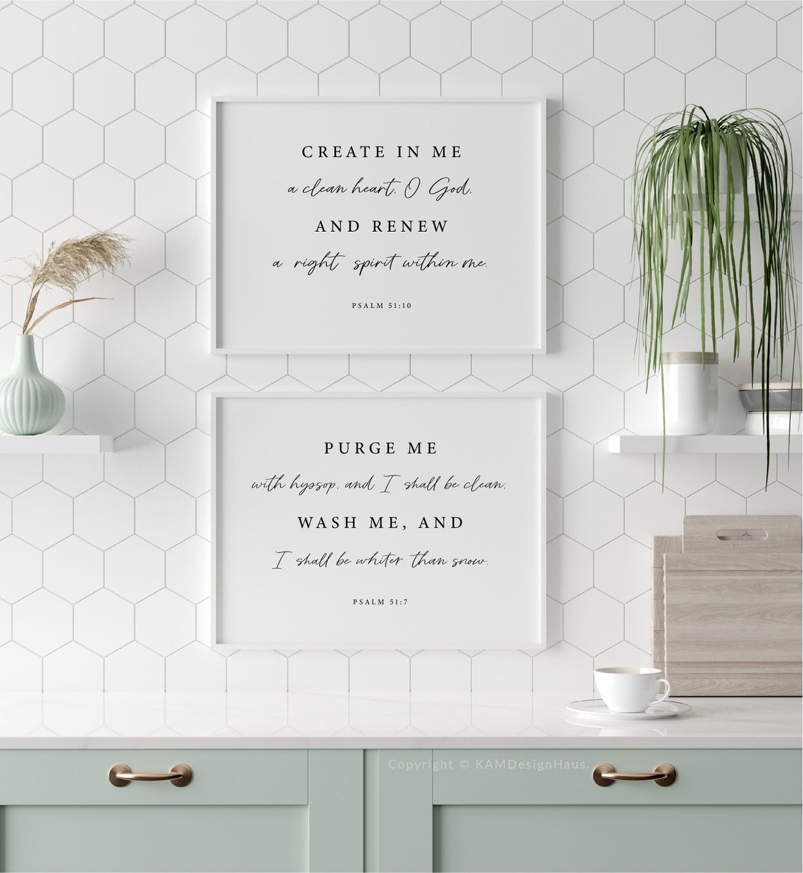 Psalm 51:10 A Set of 2 Scripture Wall Art Printable Wall Art - Etsy