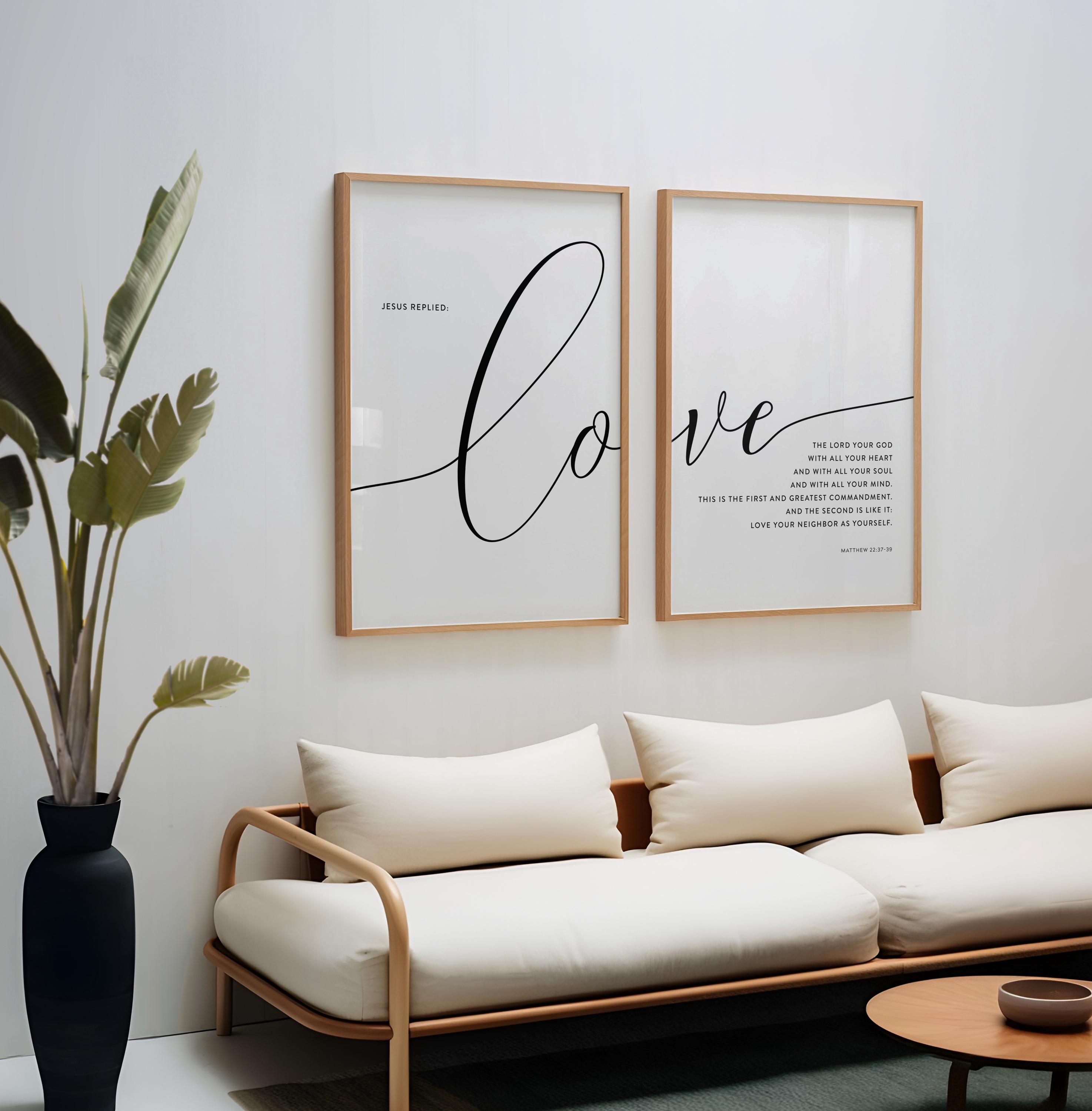 Matthew 22:37-39 Love the Lord Bible Verse Wall Art, Scripture Poster ...