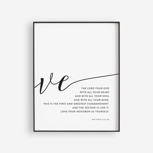 Matthew 22:37-39 Love the Lord Bible Verse Wall Art, Scripture Poster ...