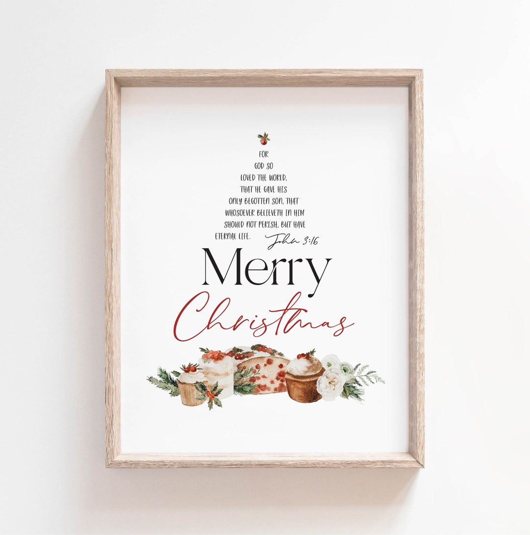 John 3:16 Christmas Bible Verse Print Download Christmas - Etsy