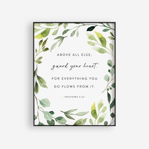 Proverbs 4:23 Guard Your Heart Bible Verse Printable Wall Art, Bible ...