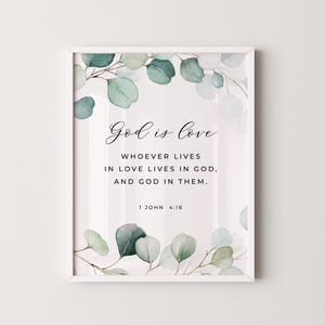 1 John 4:16 God is Love Bible Verse Wall Art, Christian Art, Bible ...