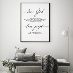Matthew 22:37-39 Love God Love People Bible Verse Wall Art, Scripture ...