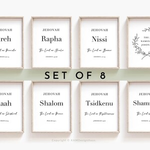 The 7 Names of God Bundle, Bible Verse Printable Wall Art, Set of 8 ...