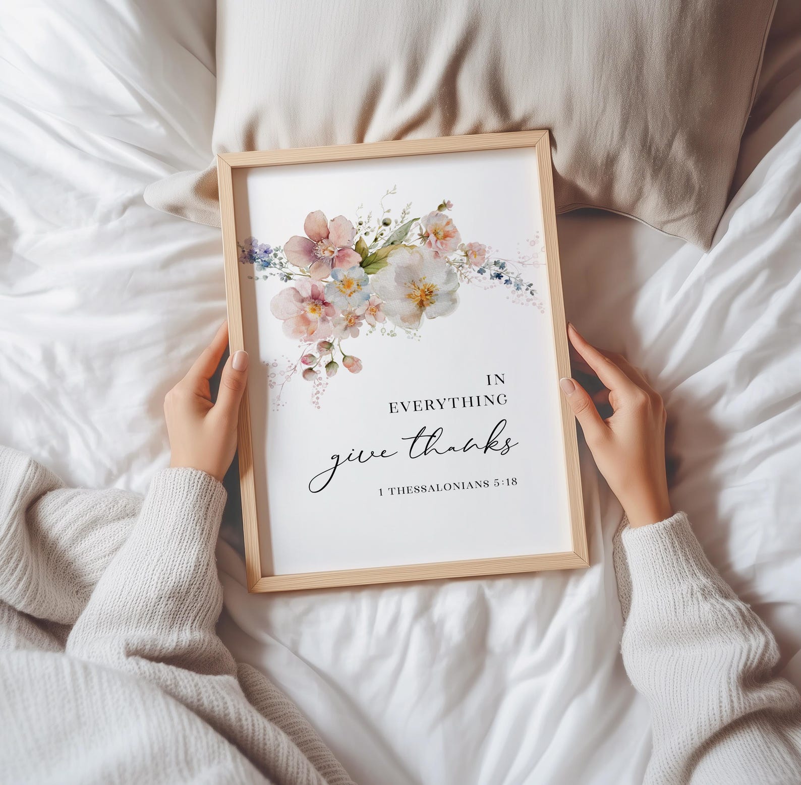 1 Thessalonians 5:18 Give Thanks Bible Verse Wall Art, Printable Wall ...