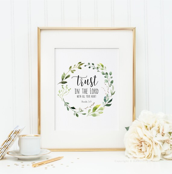 Proverbs 3:5 Trust In The Lord Bible Verse Wall Art Printable | Etsy