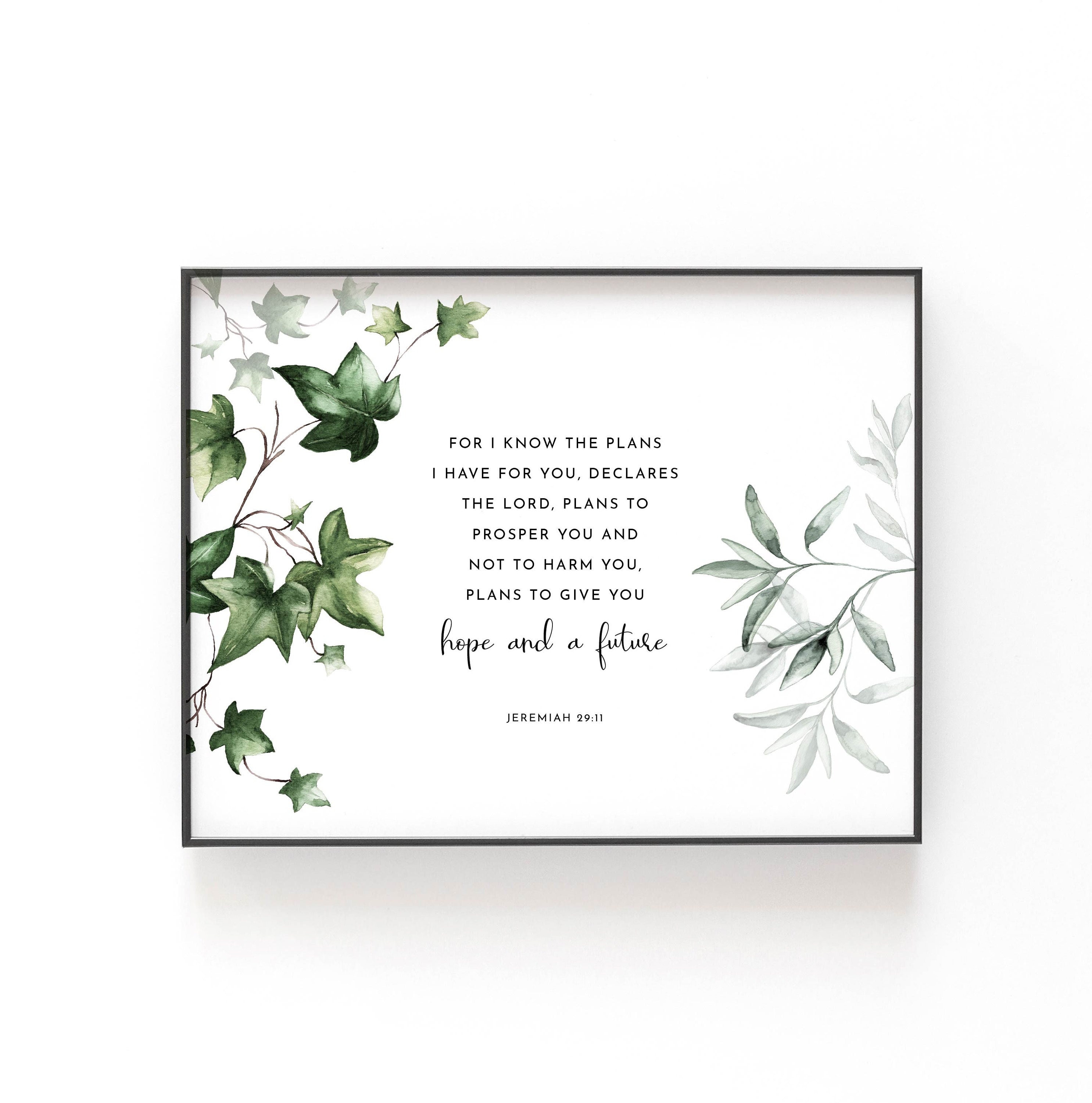 Jeremiah 29:11 Greenery Bible Verse Print Download Scripture - Etsy