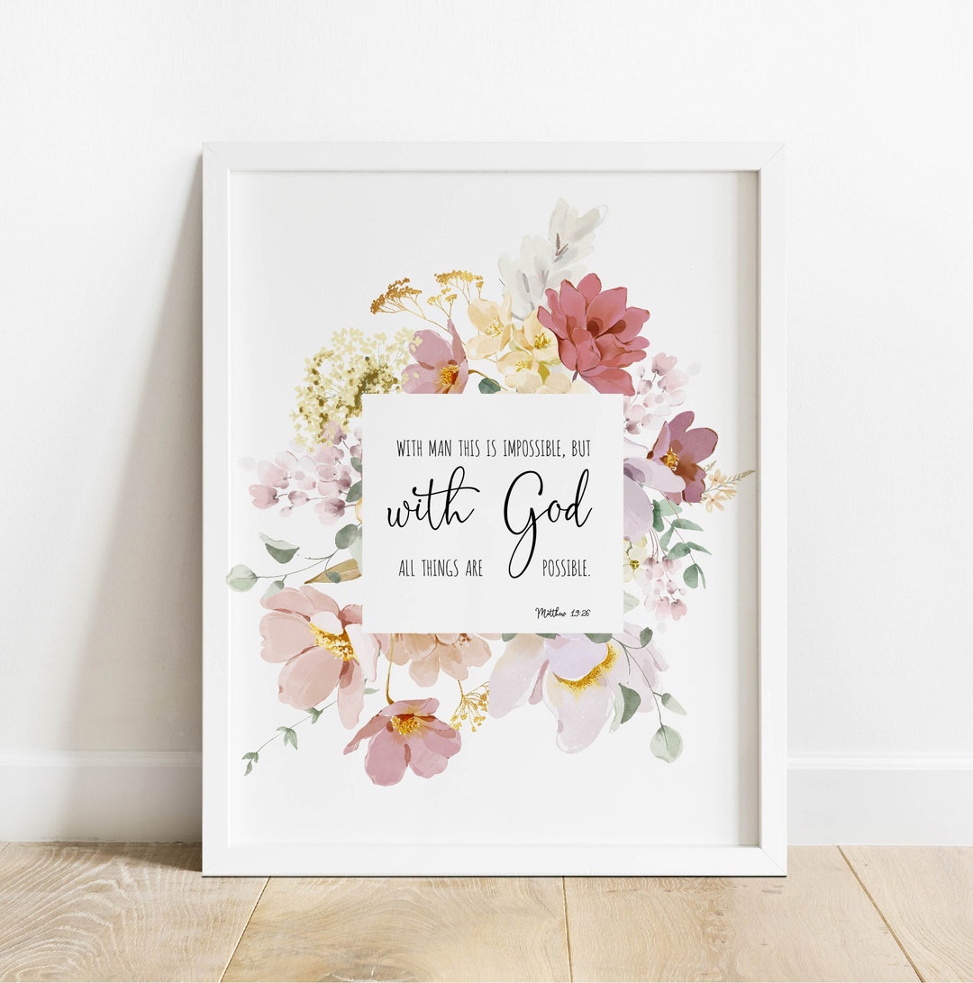 Matthew 19:26 With God Bible Verse Wall Art Printable Wall - Etsy