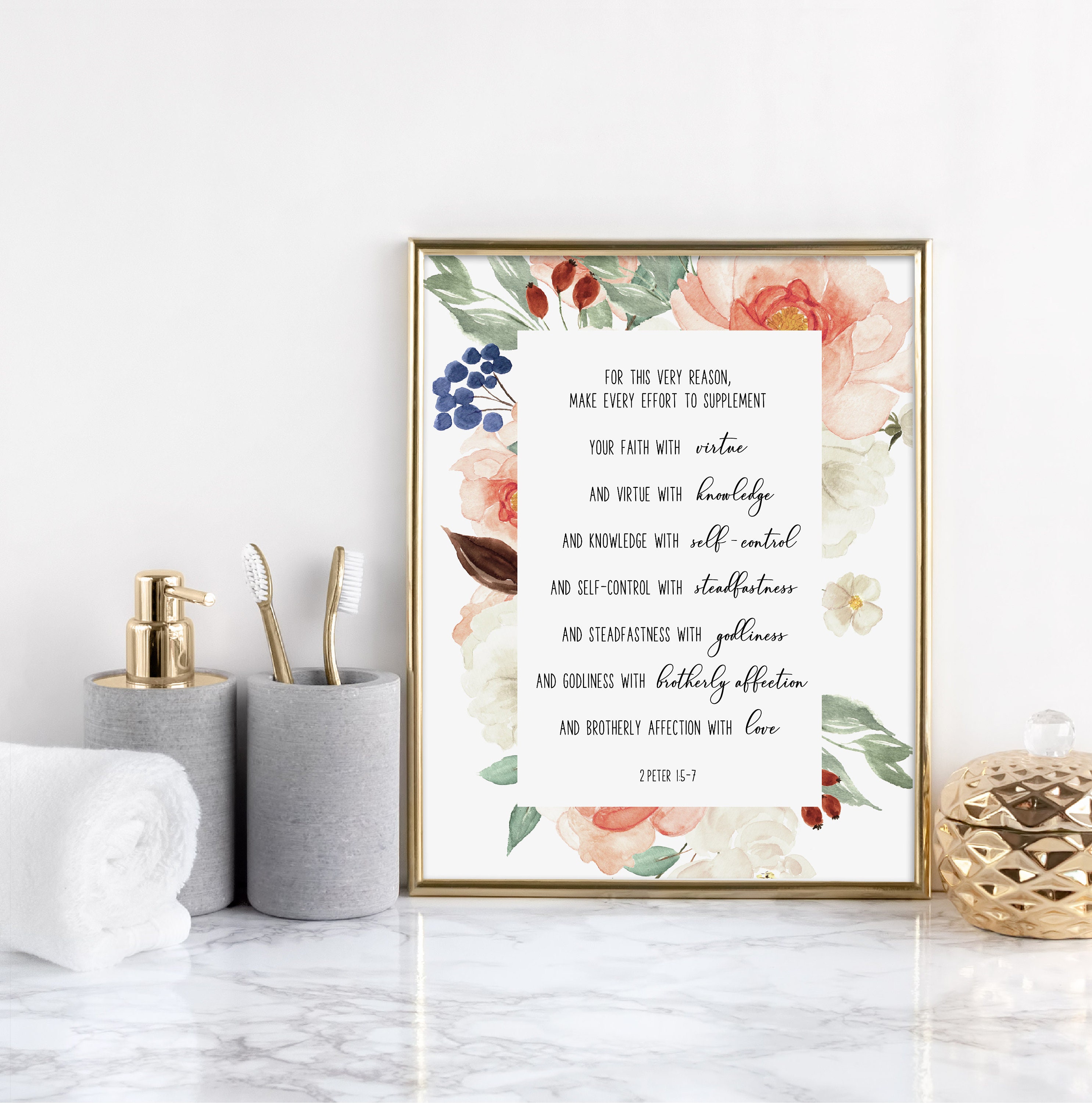 2 Peter 1:5-7 Make Every Effort Bible Verse Wall Art | Etsy