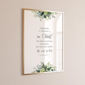 2 Corinthians 5:17 New Creation Bible Verse Printable Wall Art ...