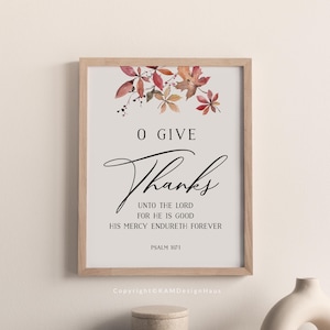 Psalm 107:1 KJV O Give Thanks Bible Verse Print, Printable Wall Art ...
