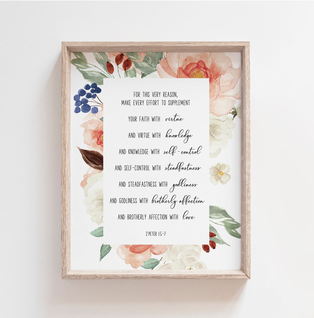 2 Peter 1:5-7 Make Every Effort Bible Verse Wall Art, Printable Wall ...