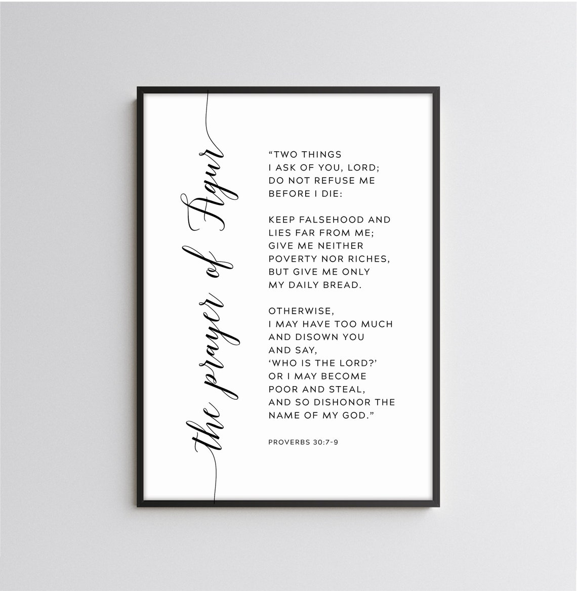 The Prayer of Agur Proverbs 30:7-9 Bible Verse Wall Art, Printable Wall ...