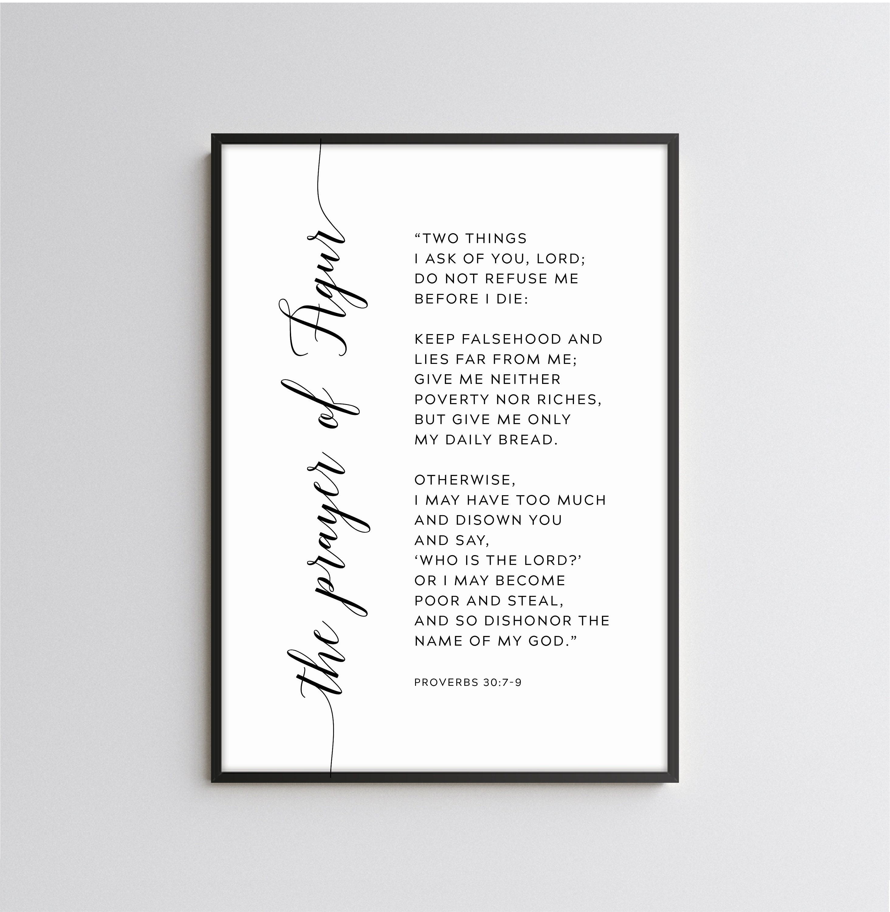The Prayer of Agur Proverbs 30:7-9 Bible Verse Wall Art, Printable Wall ...