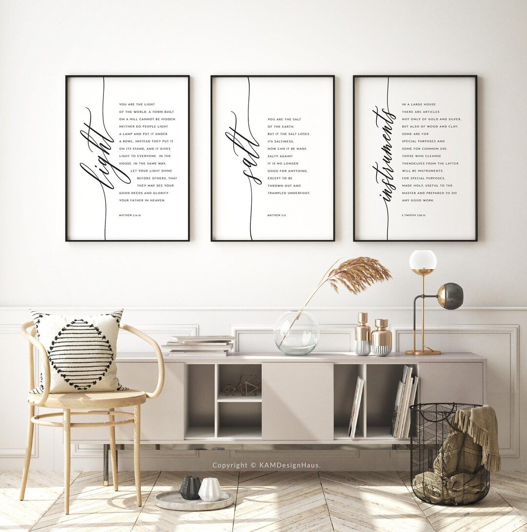 Set of 3 Bible Verse Wall Art Matthew 5:14-16 Printable Wall - Etsy