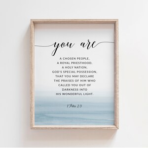 1 Peter 2:9 You Are A Chosen People Bible Verse Printable Wall Art ...
