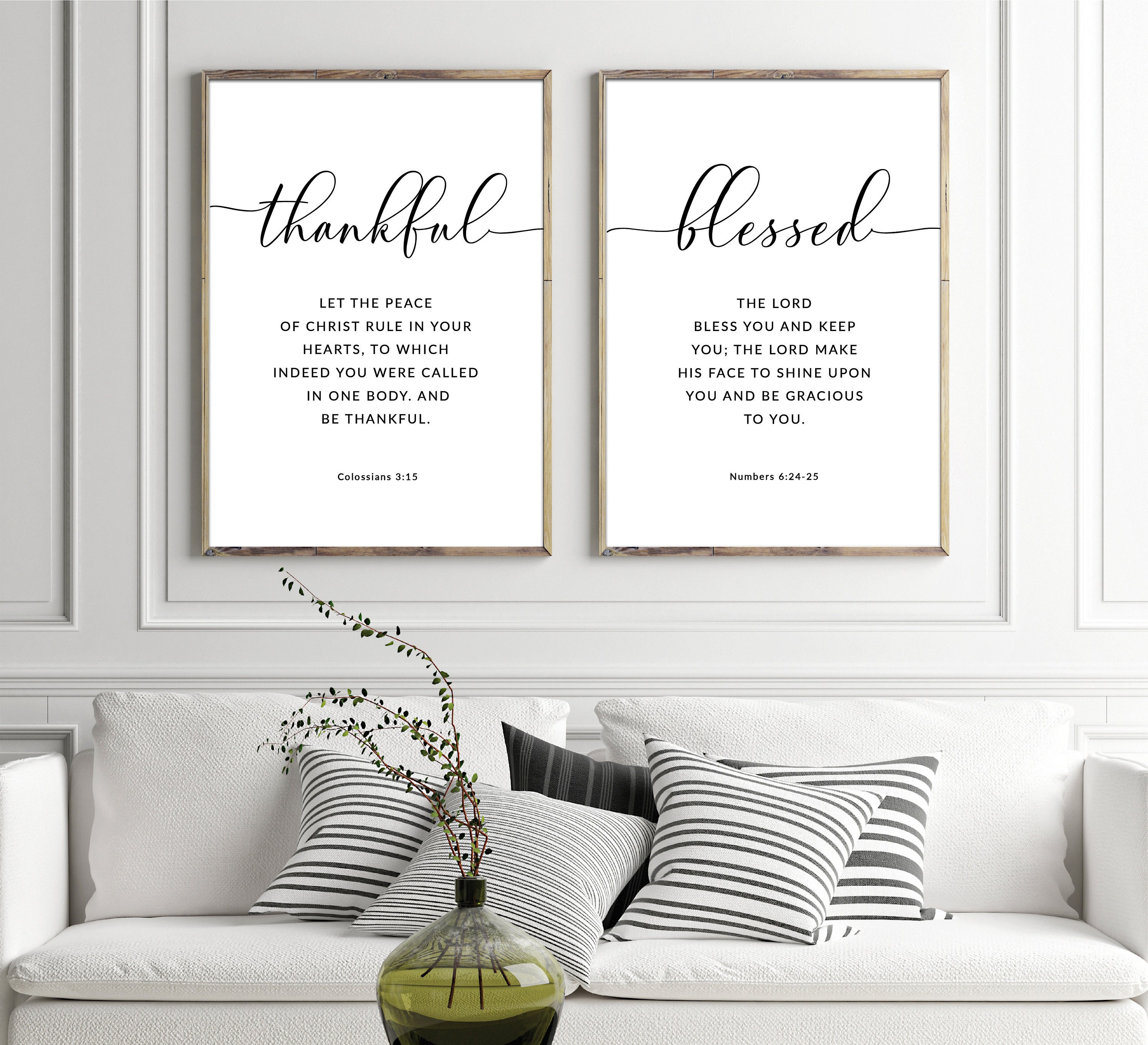 Thankful Blessed Bible Verse Printable Wall Art Bible Verse - Etsy