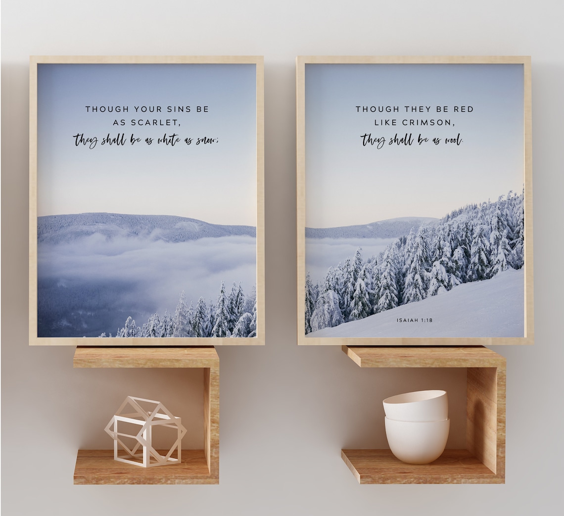 Isaiah 1:18 as White as Snow Bible Verse Printable Wall Art - Etsy