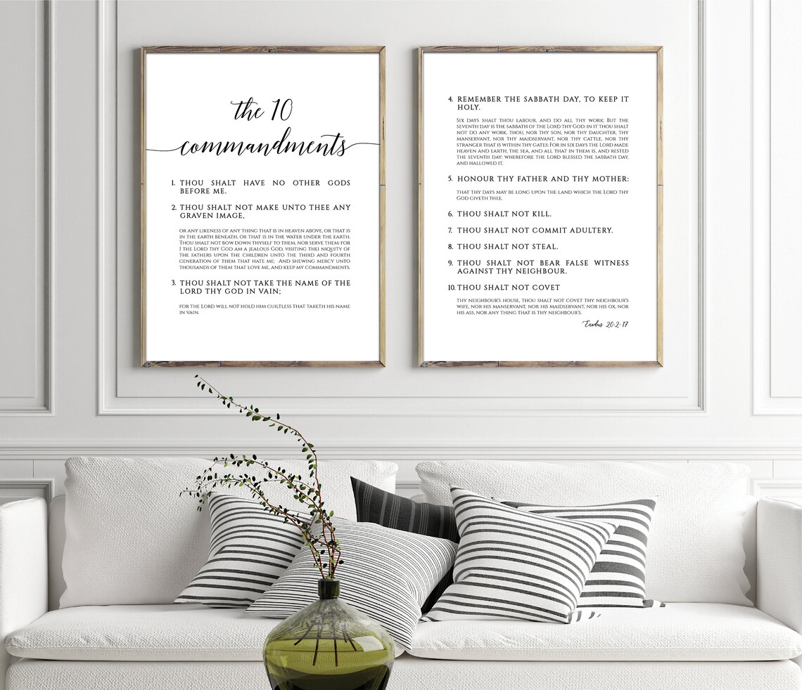 The Ten Commandments Exodus 20:2-17 Bible Verse Wall Art | Etsy