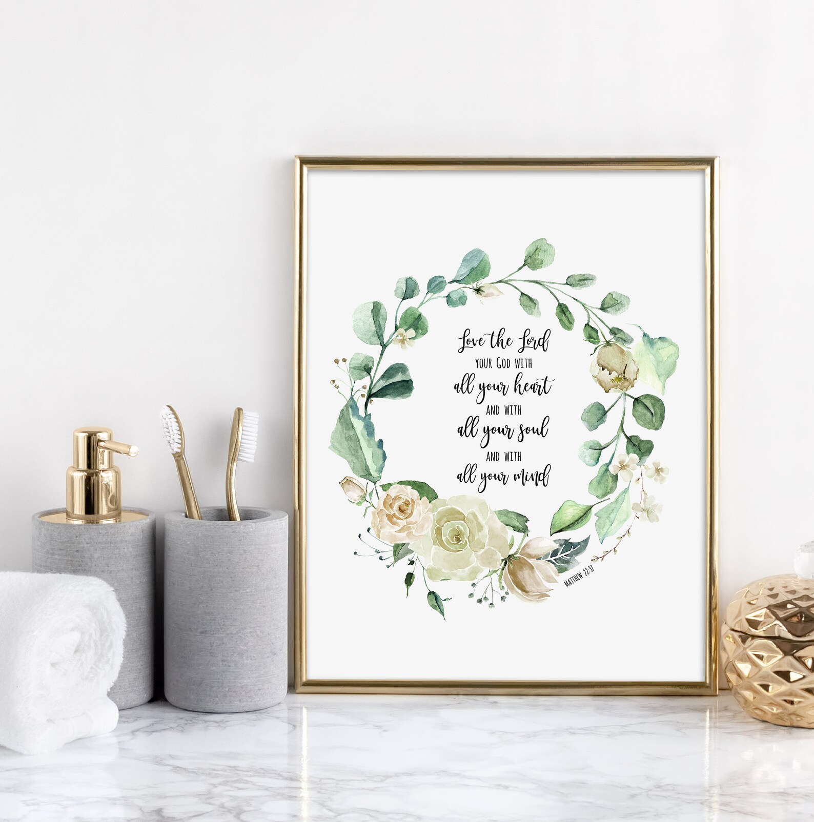 Matthew 22:37 Love The Lord Bible Verse Wall Art Printable | Etsy