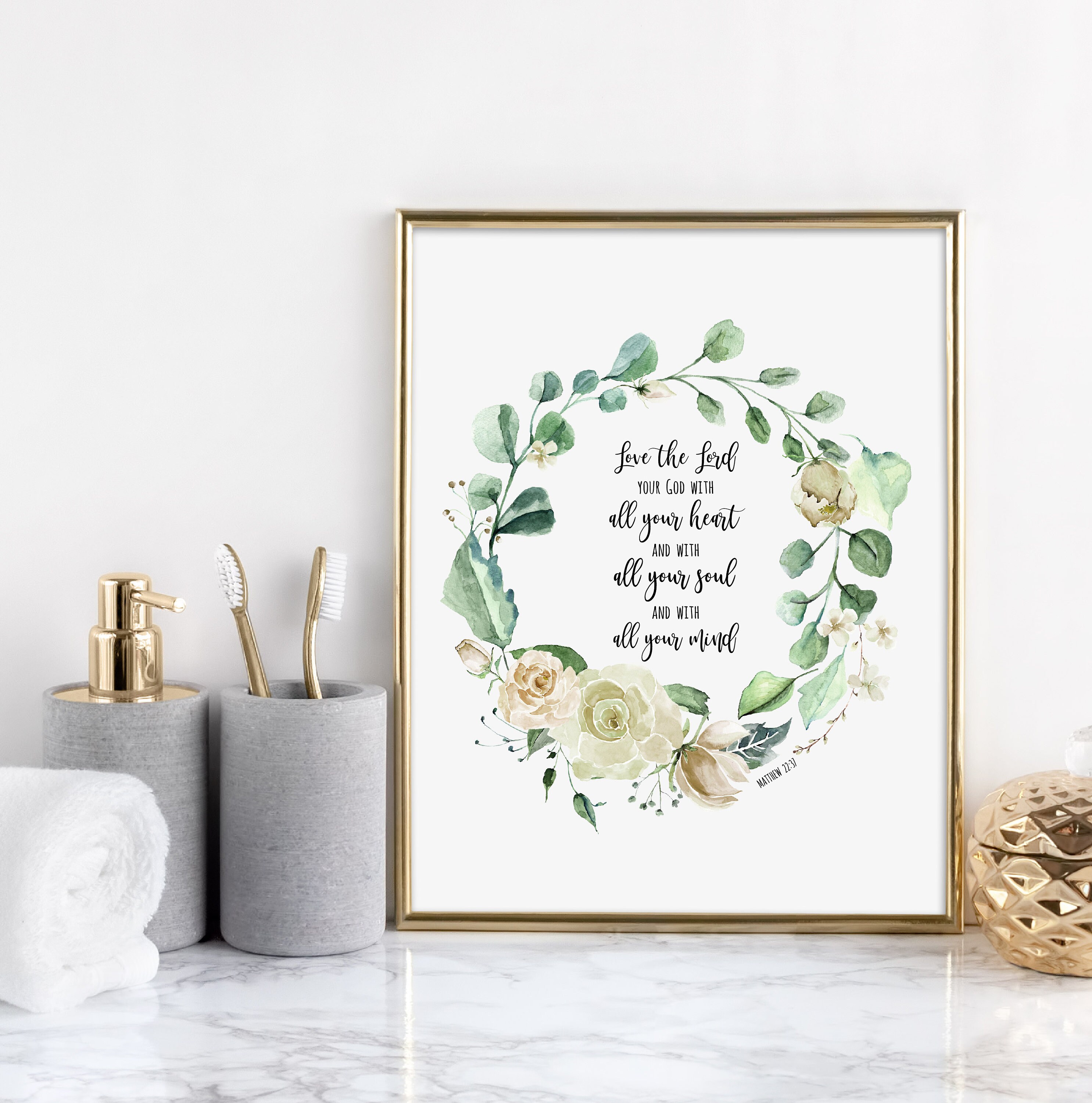 Matthew 22:37 Love The Lord Bible Verse Wall Art Printable | Etsy