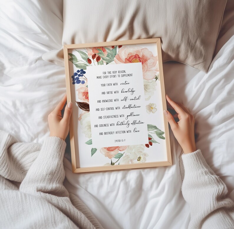 2 Peter 1:5-7 Make Every Effort Bible Verse Wall Art, Printable Wall ...