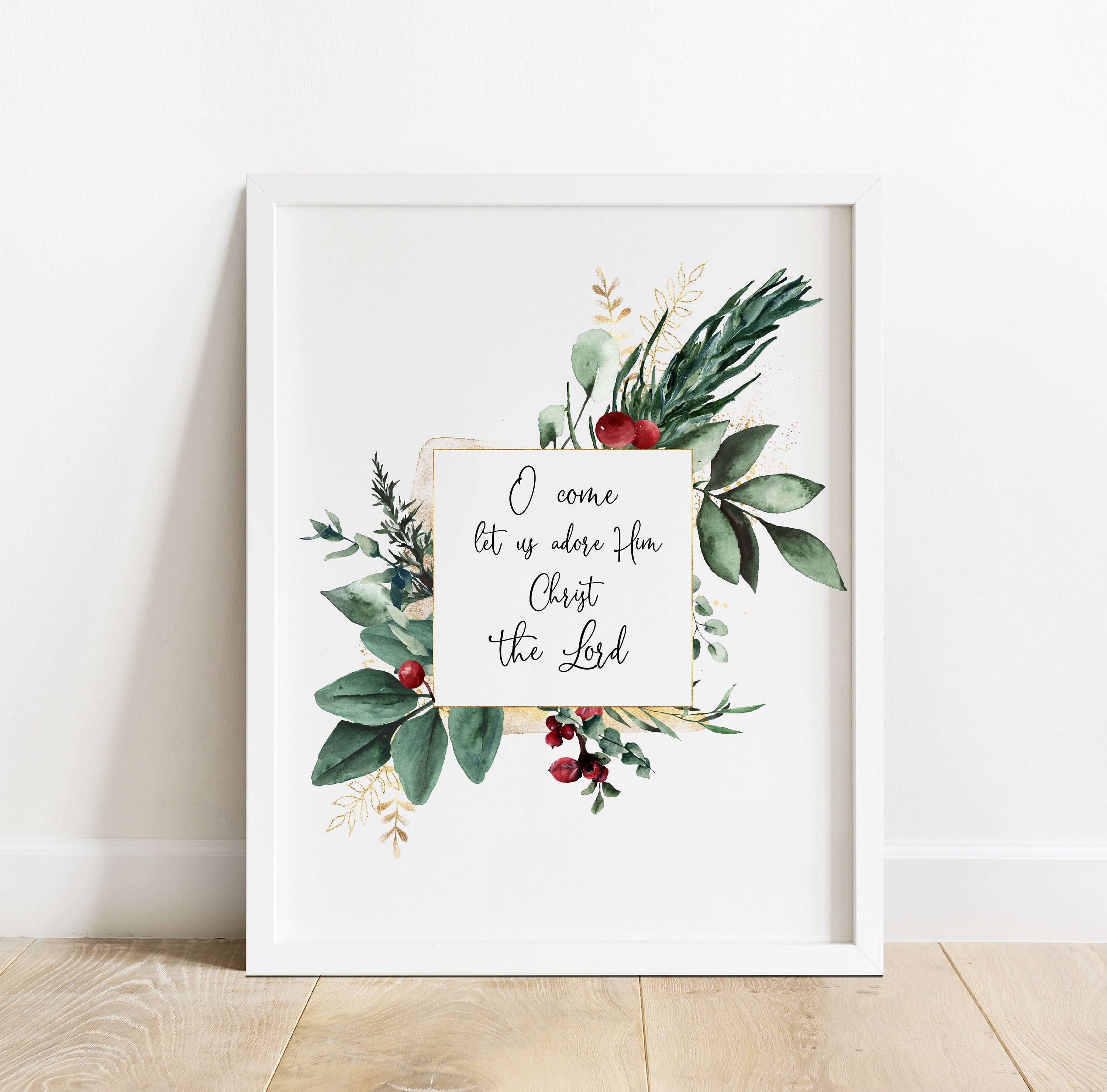 O Come Let Us Adore Him Bible Verse Card Download Christmas | Etsy