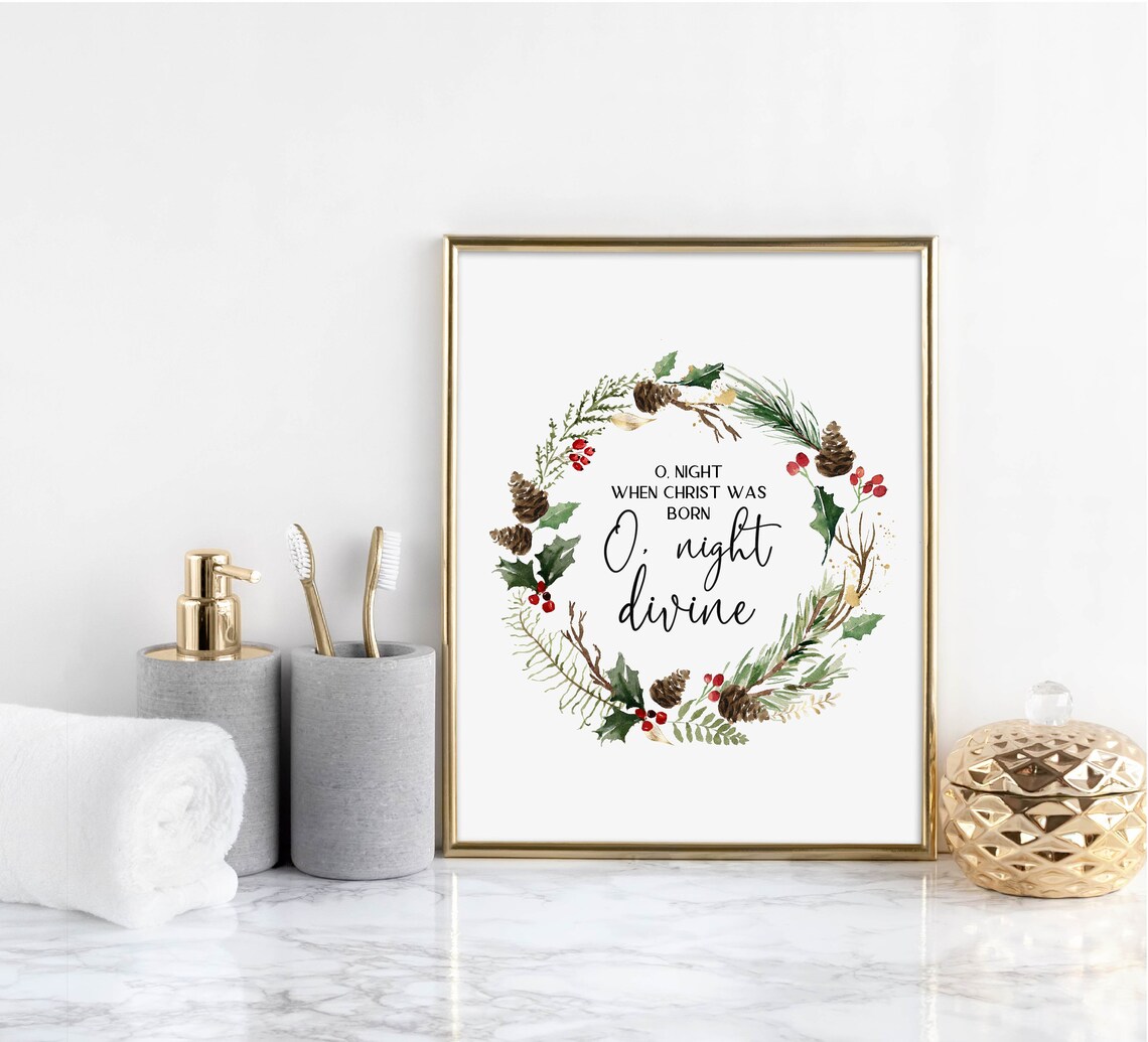 O Night Divine Christmas Printables Bible Verse Card - Etsy