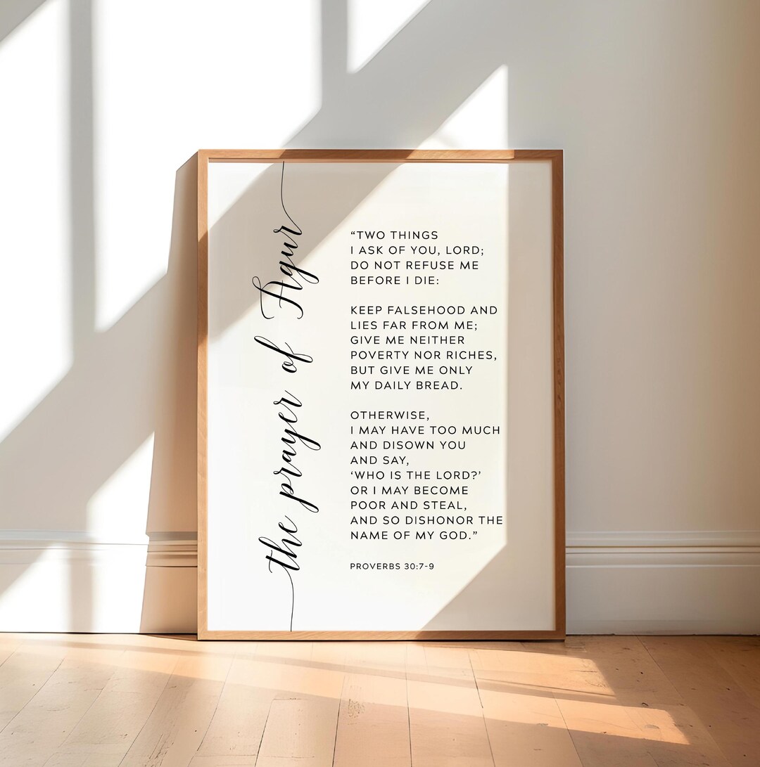 The Prayer of Agur Proverbs 30:7-9 Bible Verse Wall Art, Printable Wall ...