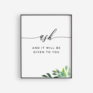 Matthew 7:7 Ask Seek Knock Bible Verse Printable Wall Art, Set of 3 ...
