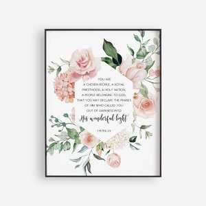 1 Peter 2:9 You Are Chosen, Bible Verse Wall Art, Printable Wall Art ...