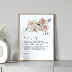 Philippians 1:9–11 Bible Verse Wall Art | Floral Scripture Print ...
