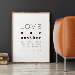 John 13:34 Love One Another Bible Verse Printable Wall Art, Modern Love ...