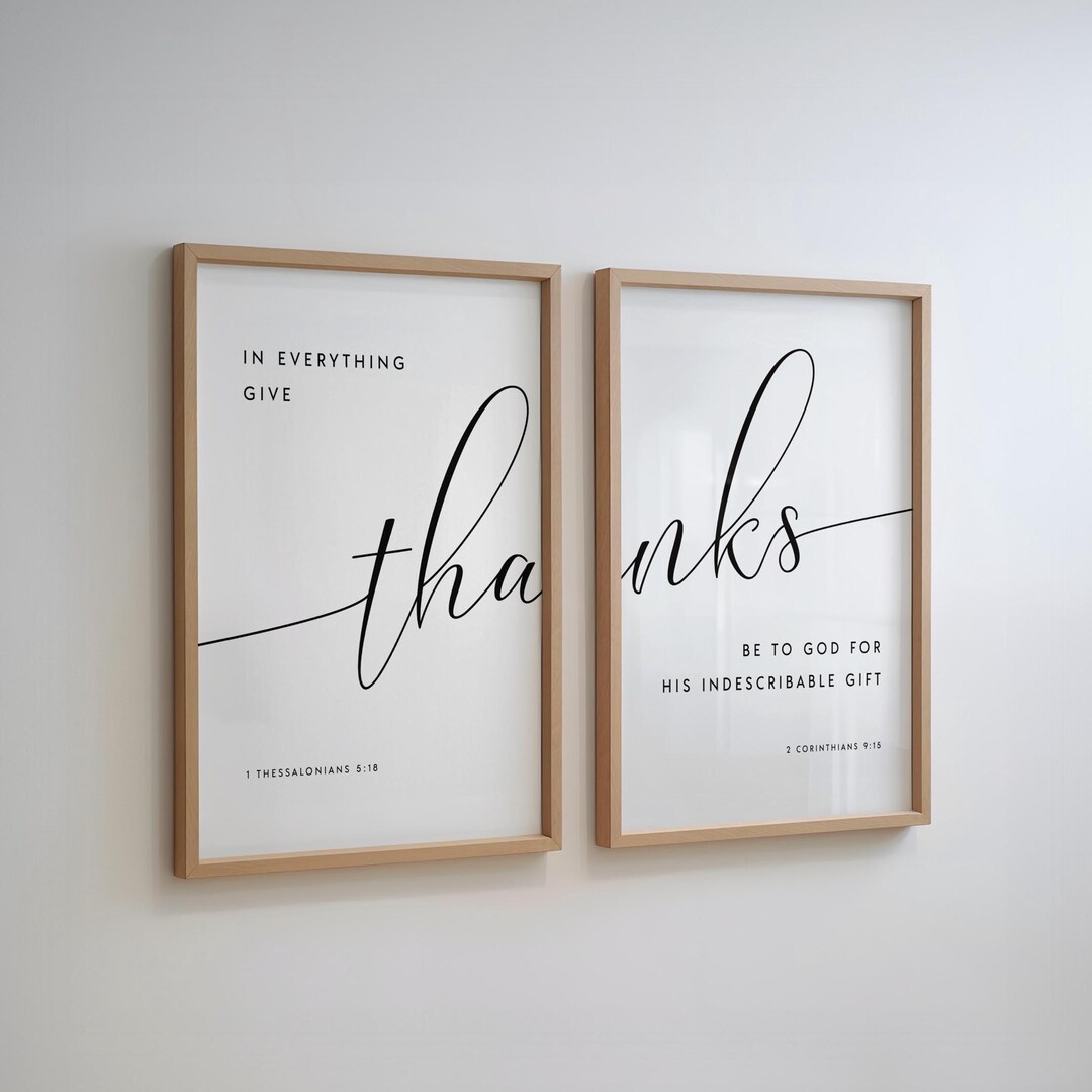 Give Thanks Bible Verse Wall Art, 1 Thessalonians 5:18 Bible Verse ...