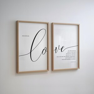 Matthew 22:37-39 Love the Lord Bible Verse Wall Art, Scripture Poster ...