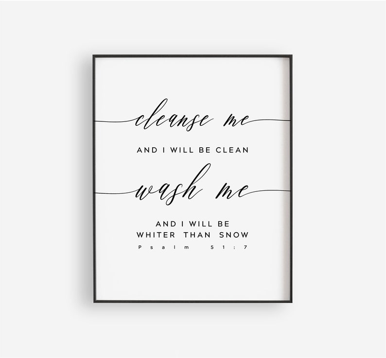 Psalm 51:7 Cleanse Me Wash Me Bible Verse Printable Wall Art - Etsy