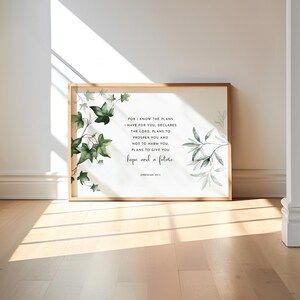 Jeremiah 29:11 Greenery Bible Verse Print Download, Scripture Printable ...